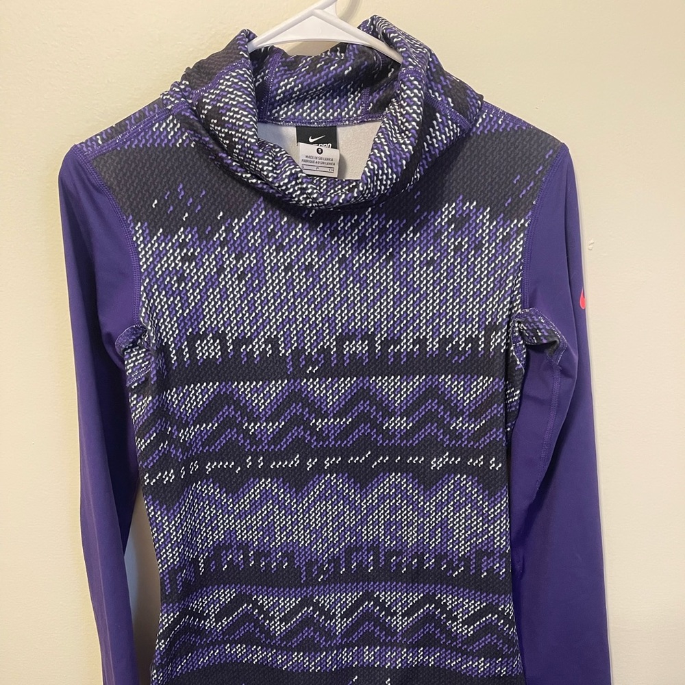 Nike Purple Aztec Print Pro Hyperwarm Pullover - Gem